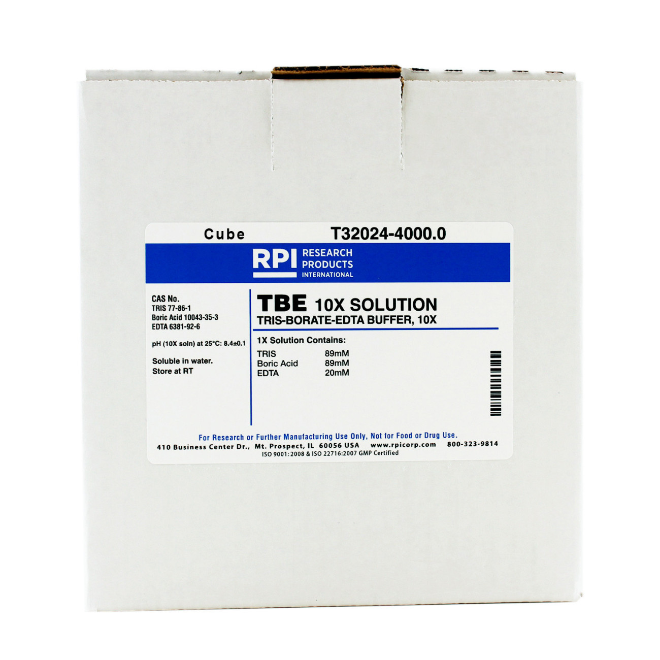 T32024-4000.0 - TBE 10X Solution [TRIS-borate-EDTA 10X Solution], 4 Liter Cube Container